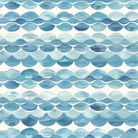 Serene Blue Watercolor Waves Pattern For Calming Backdrop Design Stock Illustration
