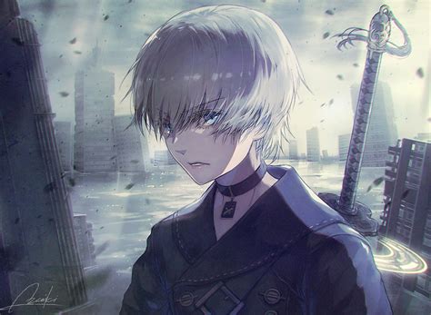Safebooru 1boy 9s Nierautomata Black Blindfold Black Collar Black
