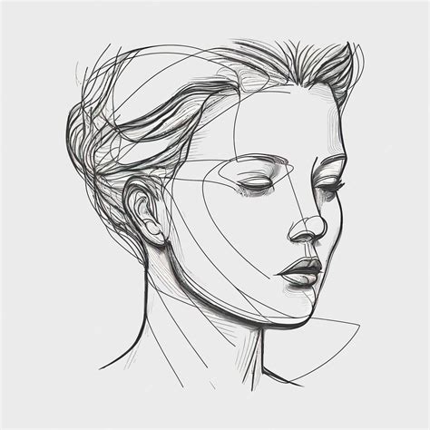 Premium Vector Beautiful Girl Outline Drawing Black And White White Background Head Young