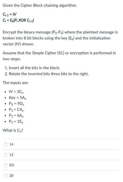 Given The Cipher Block Chaining Algorithm Ci Ekpi