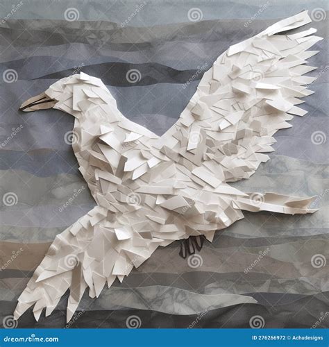 a seagull made from torn paper layers stock illustration illustration