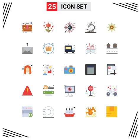 25 User Interface Flat Color Pack Of Modern Signs And Symbols Of Mail Setting Target Science
