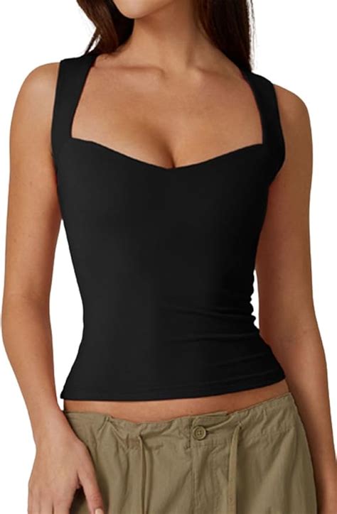 Qinsen Womans Sweetheart Neck T Shirts Sleeveless Tank Top High