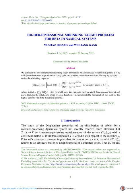 Pdf Higher Dimensional Shrinking Target Problem For Beta Dynamical Systems