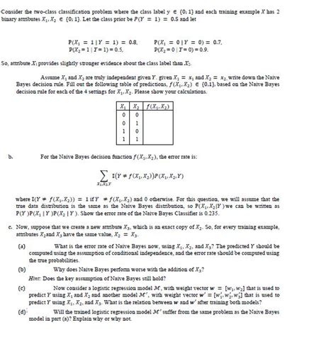 Solved Consider The Two Class Classification Pro Solutioninn