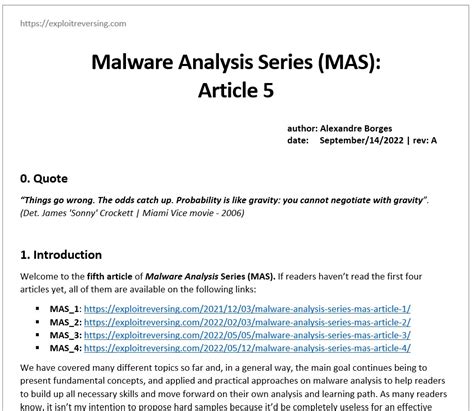 Alexandre Borges On Twitter After A Break The Fifth Article In The Malware Analysis Series