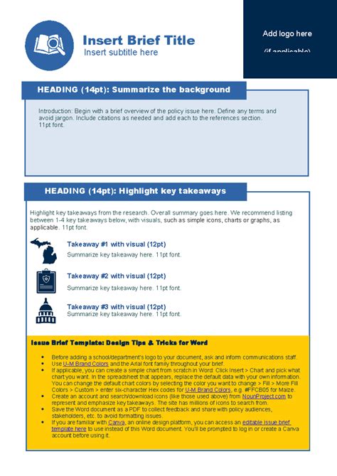PEER One Pager Issue Brief Template Insert Brief Title Insert Your Subtitle Here
