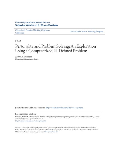 pdf personality and problem solving an exploration using a computerized ill defined problem