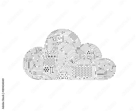 Cloud Computing Technology With Circuit Pattern Vector Illustration