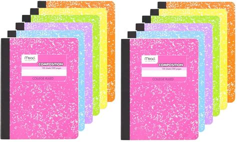 Mead Composition Notebook 12 Pack 1 Subject College Ruled Pastel