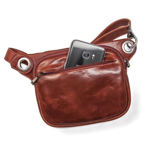 Red Leather Fanny Pack Hip Pouch Belt Bag Converts To Crossbody Bag