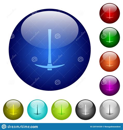 Pickaxe Color Glass Buttons Stock Vector Illustration Of Retro Holder 220164330