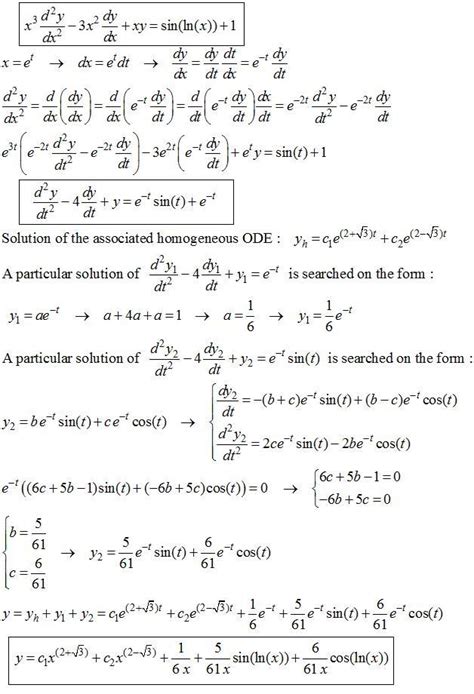 Solving Linear Ordinary Differential Equations With Variable Coefficients Mathematics Stack