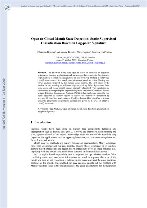 Pdf Open Or Closed Mouth State Detection Static Supervised