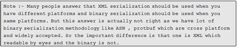 Net Interview Questions Scenarios Where Serialization Is Used Binary Or Xml Serialization