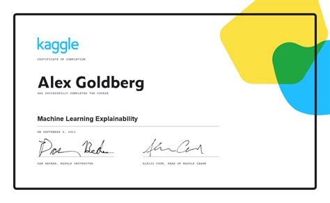 Alex Goldberg Completed The Machine Learning Explainability Course On Kaggle