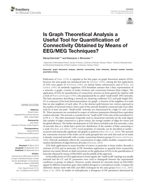 Pdf Is Graph Theoretical Analysis A Useful Tool For Quantification Of