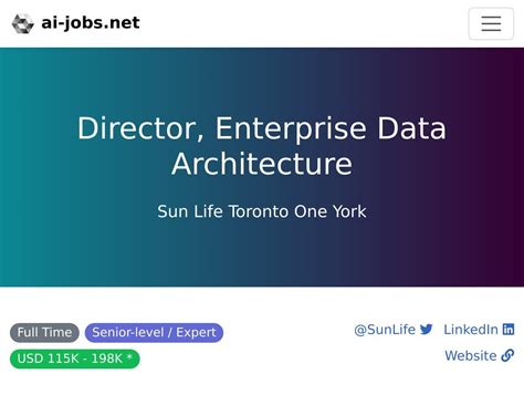 [hiring] Director Enterprise Data Architecture In Sun Life Toronto One York R Ai Ml Jobs