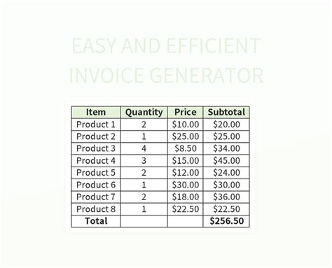 Free Invoice Generator Templates For Google Sheets And Microsoft Excel Slidesdocs