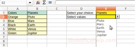 data validation using double dependent dropdown list libreoffice calc