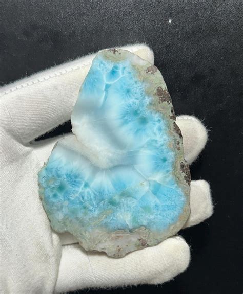 Polished Larimar Slab Blue Crystal For Jewelry Making 84x61x5 Mm 237