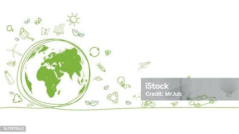 지속 가능성 개발 배경 배너는 지구의 날 세상을 구하다 세계 환경 및 생태 개념 벡터 일러스트 레이 션을 위해 손으로 그린 것입니다 지속 가능한 자원에 대한 스톡 벡터 아트