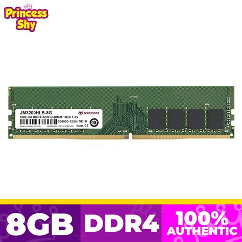 Transcend JetRam 8GB DDR4 3200 MHz Long DIMM Desktop Memory Ram JM3200HLB 8G Shopee Philippines