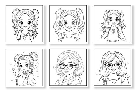 Easy Line Drawing Of A Girl Coloring Kdp Graphic By Wow Magic