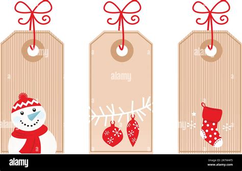 Cute Retro Christmas Blank Labels Vector Illustration Stock Vector