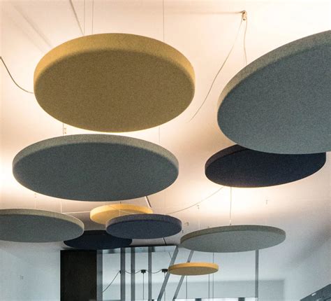 Felt Acoustic Ceiling Clouds With Integrated Lighting Melodia Hanging Acoustic Panel By Lvb