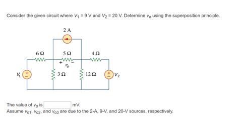 Solved Consider The Given Circuit Where V1 9 V And V2