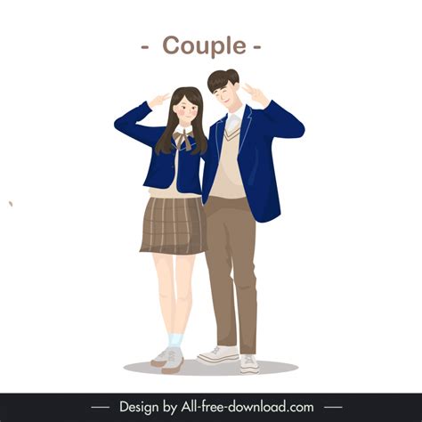 Love Couple Design Elements Cute Cartoon Vectors Images Graphic Art