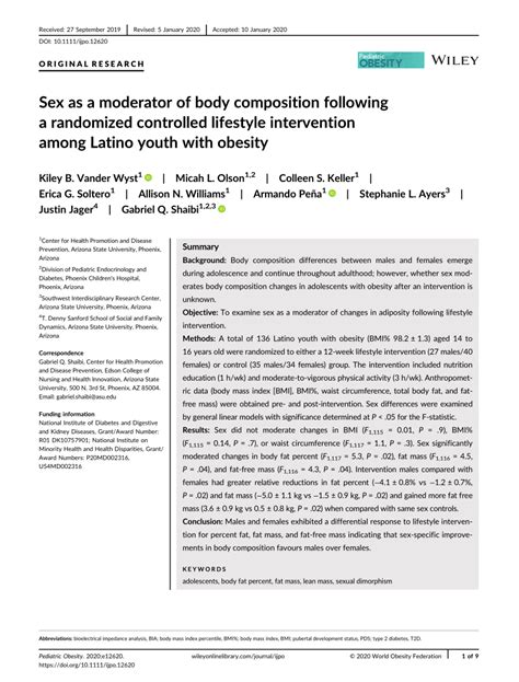 Pdf Sex As A Moderator Of Body Composition Following A Randomized Controlled Lifestyle