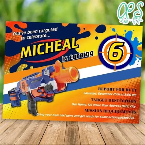 Nerf Birthday Party Template Printable Nerf Blasters Invitation In
