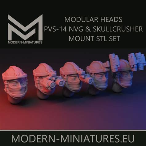 3d Printable Modular Heads With Pvs 14 Nvg And Skullcrusher Mount By Modern Miniatures Eu