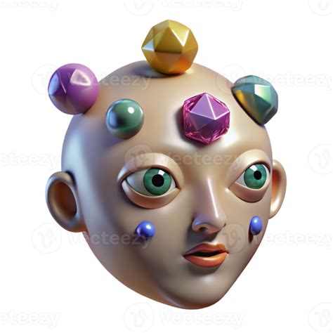 Magnificent Vintage A Floating Disembodied Head With Eyes Made Of