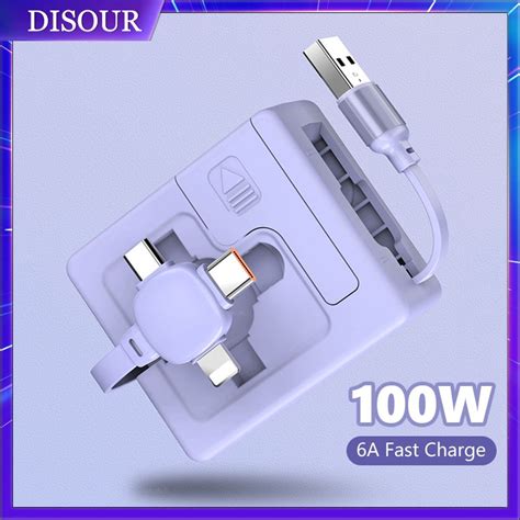 Disour 3 In 1 สายชาร์จเร็ว 100w 6a Type C สายชาร์จ Usb สําหรับ Micro Usb C 8pin Shopee Thailand