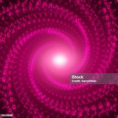 벡터 데이터 흐름 시각화입니다 무한대 터널에서 트위스트 이진 숫자 문자열로 바이올렛 큰 데이터 흐름 정보 코드 스트림 표현입니다 암호화 분석입니다 Bitcoin