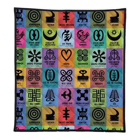 Adinkra Quilt Multi Color Adinkra Symbols