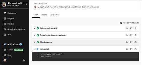 setup continuous integration pipeline with circleci github and reactjs