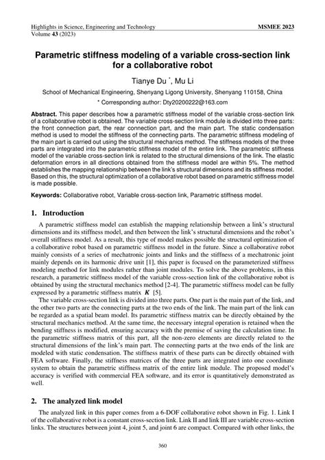pdf parametric stiffness modeling of a variable cross section link