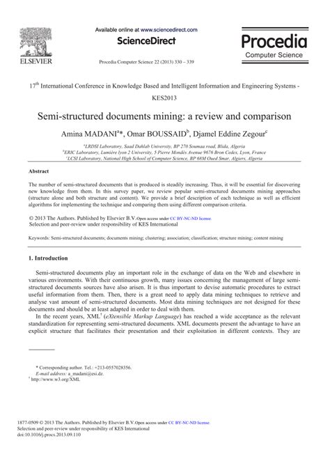 Pdf Semi Structured Documents Mining A Review And Comparison