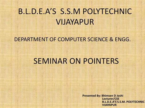 Presentation On Pointers Ppt