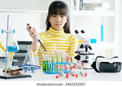 Asian Girl Doing Science Images Stock Photos D Objects Vectors Shutterstock