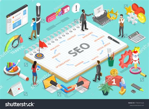 3d Isometric Vector Conceptual Illustration Search Stock Vector