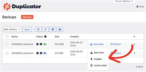 Locating The Original Installer In Backup File Duplicator