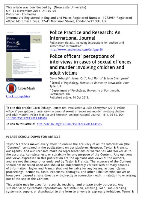 Pdf Police Officers Perceptions Of Interviews In Cases Of Sexual