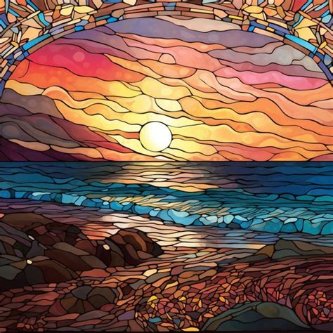 Stained Glass Window Cling Beach Etsy