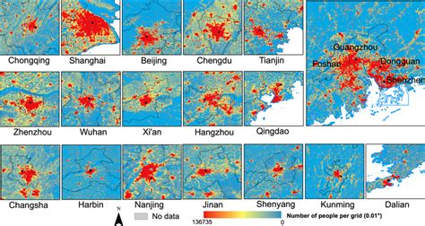 Estimated Population Spatial Distribution In Cities With Population Of