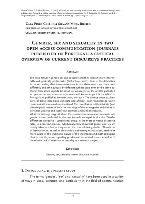 Pdf Gender Sex And Sexuality In Two Open Access Communication